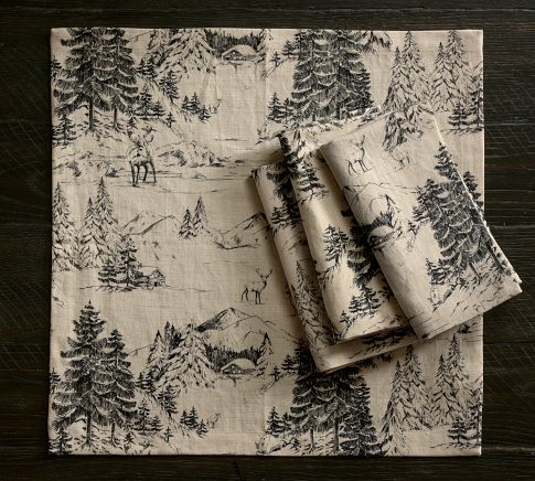 Rustic Forest Cotton/Linen Table Runner | Pottery Barn