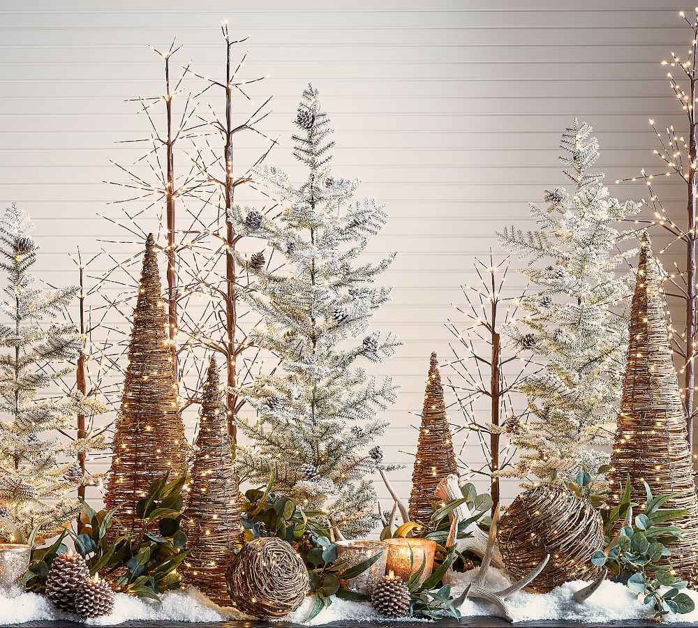 Pre-Lit Faux Snowy Pine Trees | Pottery Barn