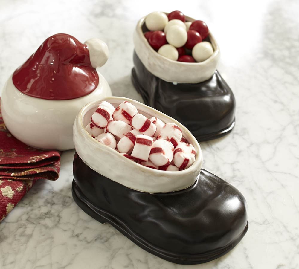 Santa Boot Snack Bowls | Pottery Barn