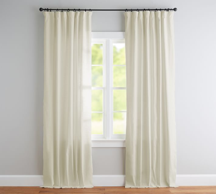 OPEN BOX: Custom Emery Linen/Cotton Rod Pocket Curtain, Ivory | Pottery ...