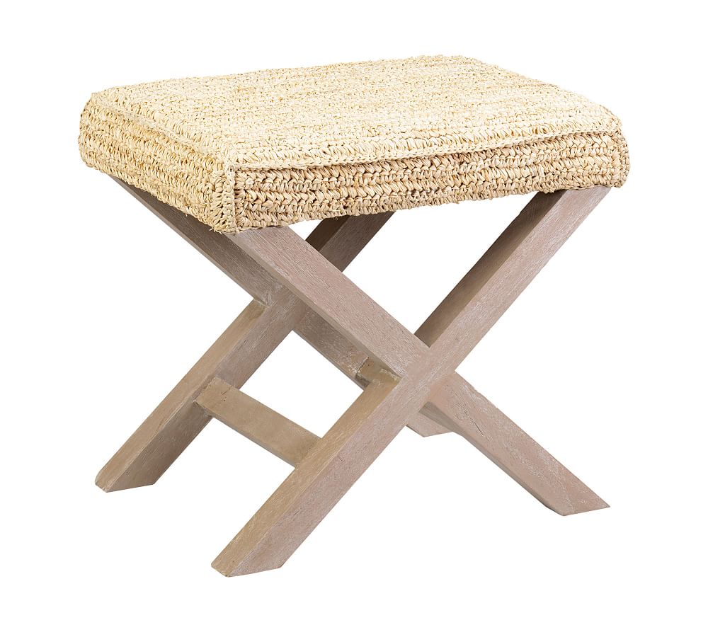Raffia X-Base Accent Stool | Pottery Barn