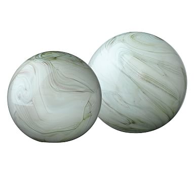 Lawrence Green Glass Spheres, Set of 2 | Pottery Barn