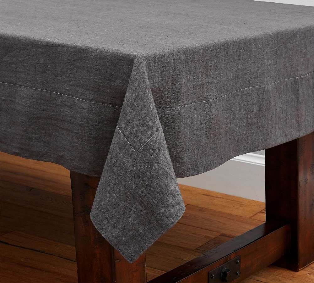Mason Oversized Linen Tablecloth | Pottery Barn