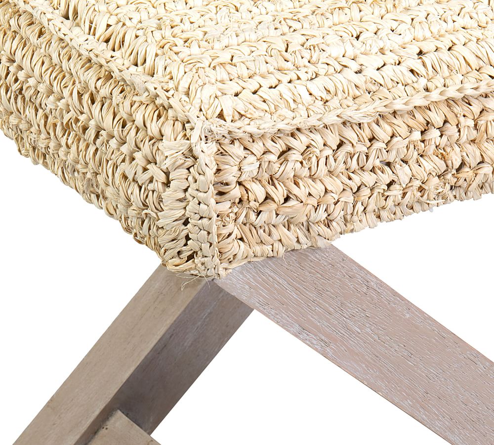 Raffia X-Base Accent Stool | Pottery Barn