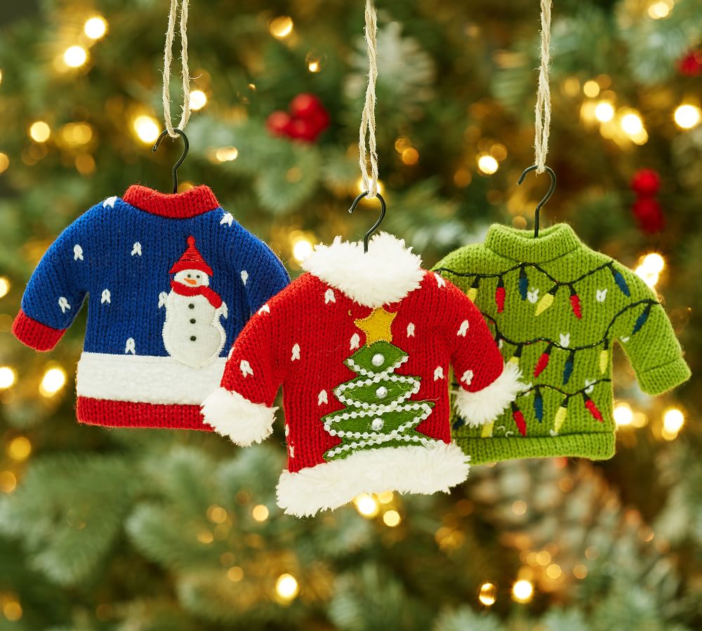 Ugly Sweater Ornaments - Set of 3 | Pottery Barn