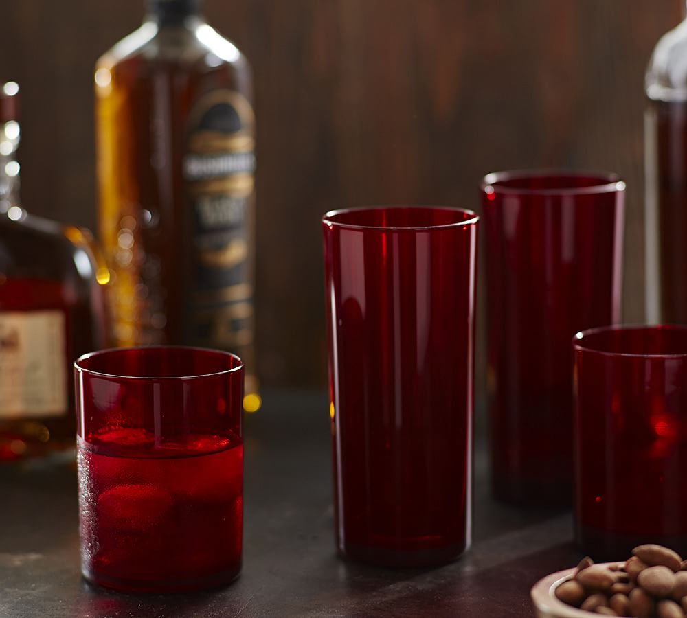 Colorful Red Glass Barware, Set of 4 | Pottery Barn