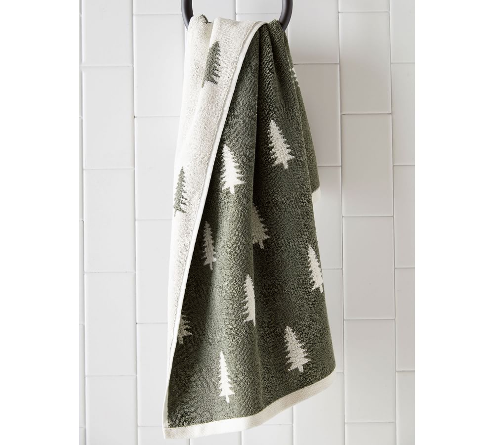 Pine Tree Reversible Jacquard Towels | Pottery Barn