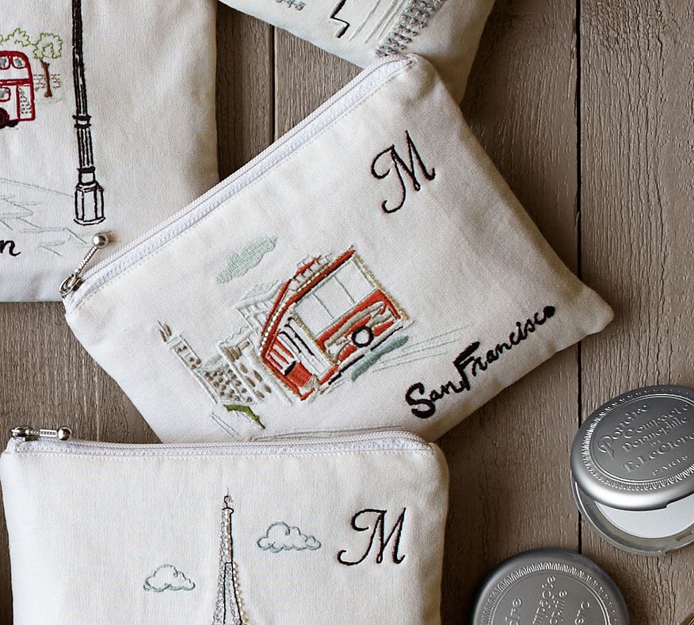 City Embroidered Pouches | Travel Accessories | Pottery Barn