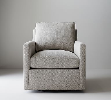 Tyler Upholstered Square Arm Swivel Armchair | Pottery Barn