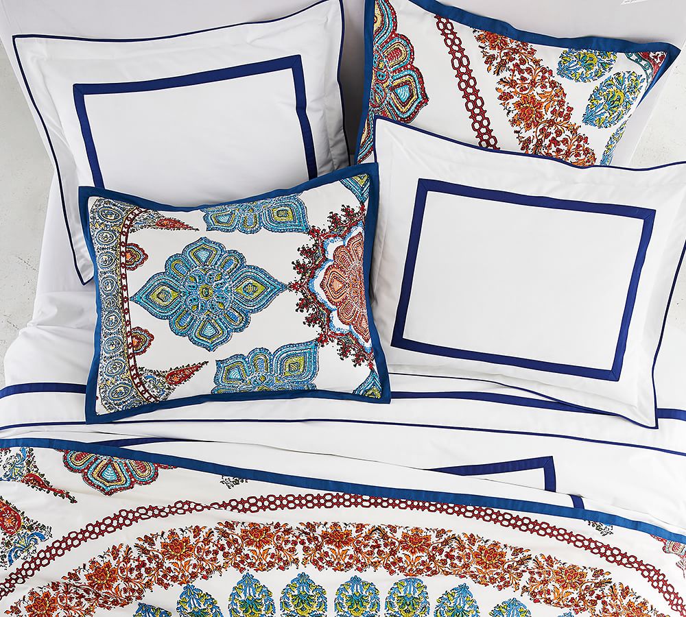 Morgan Banded 400-Thread-Count Organic Cotton Sheet Set | Pottery Barn