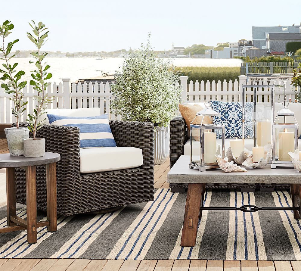 Abbott Outdoor Side Table, Brown | Pottery Barn