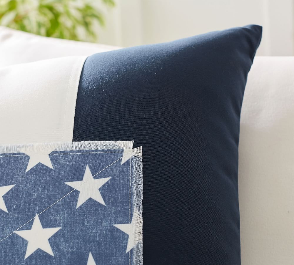 Blue Star Patch Indoor/Outdoor Pillow | Pottery Barn