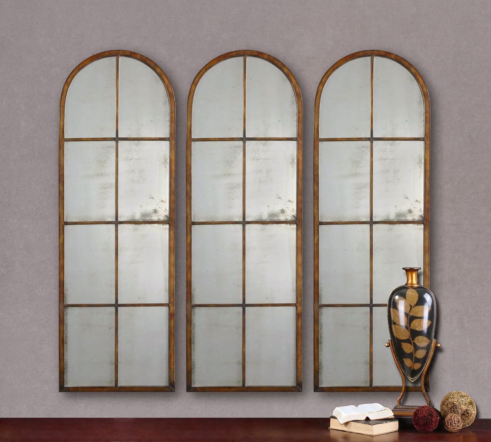 Eva Skinny Arch Windowpane Wall Mirror | Pottery Barn