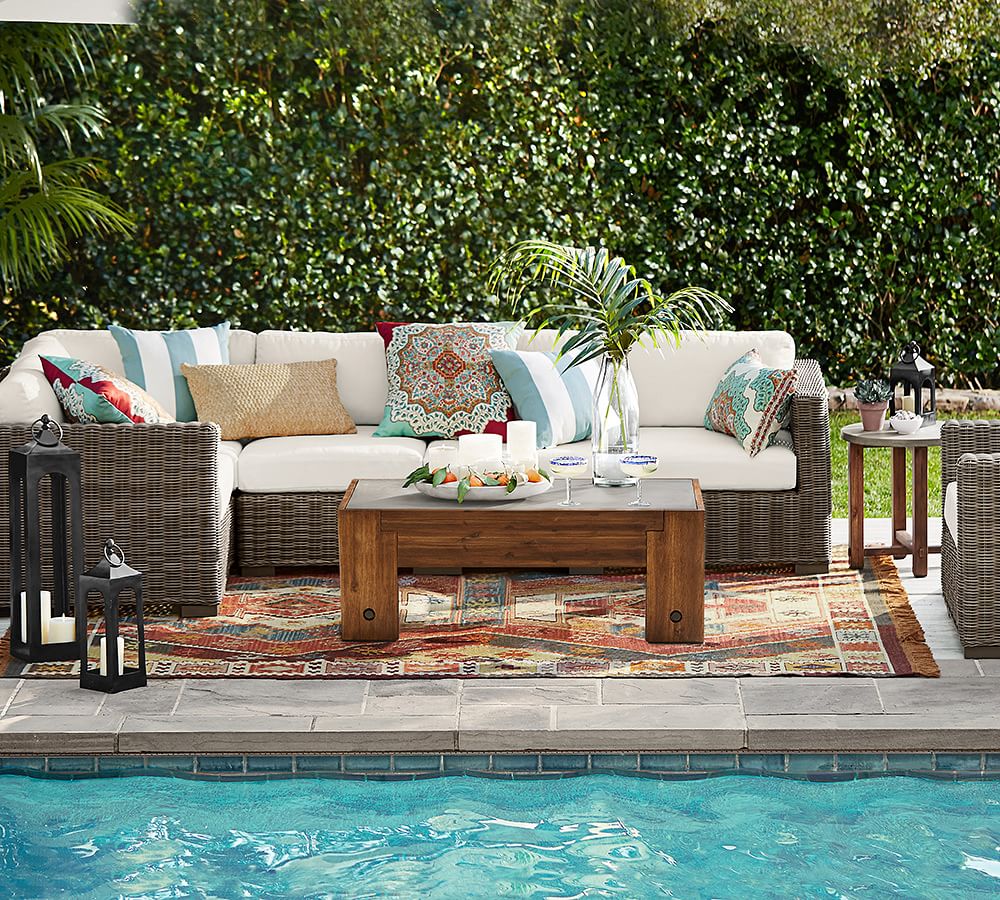 Abbott Outdoor Side Table, Brown | Pottery Barn