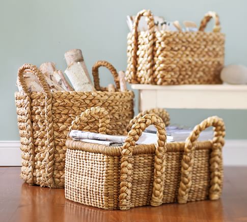 Beachcomber Wood Handled Storage Basket | Pottery Barn
