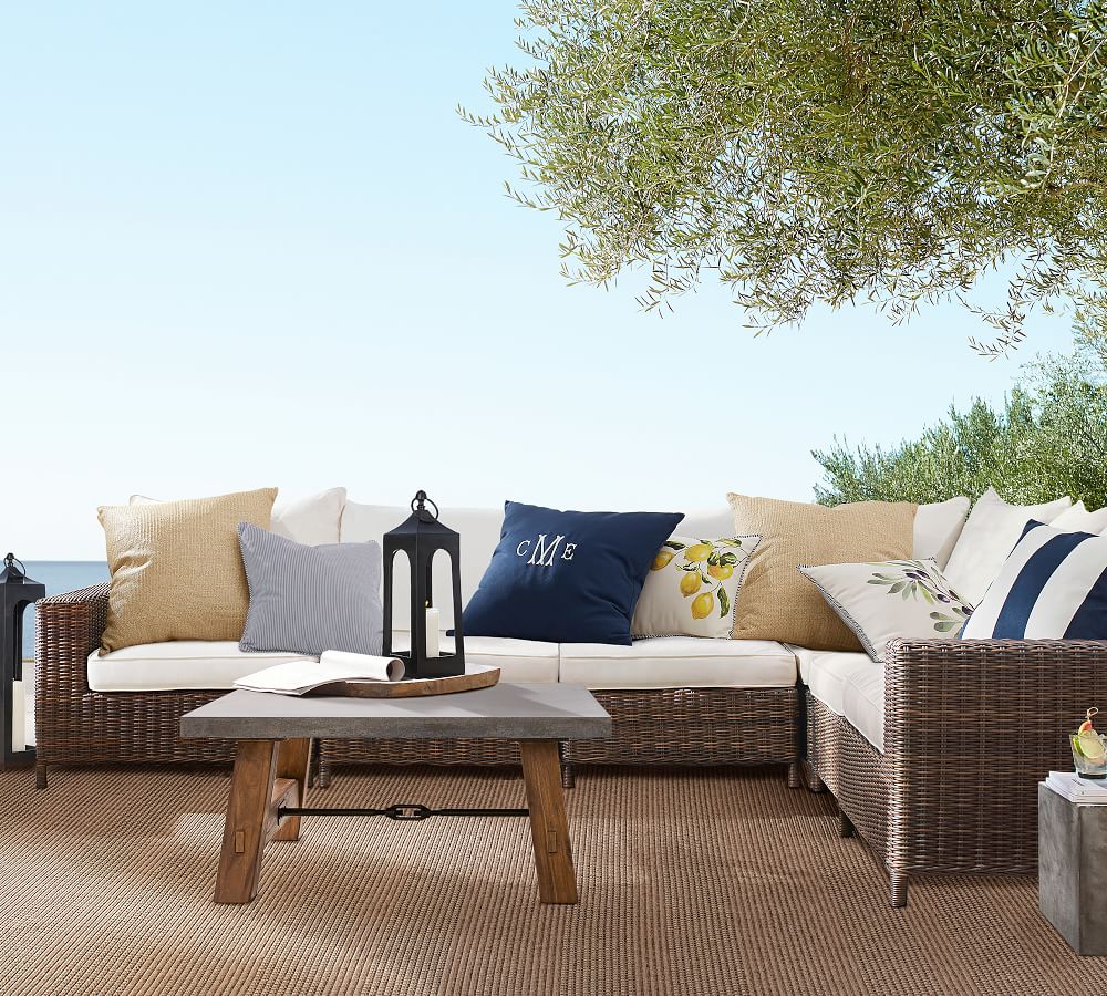 Faux Natural Fiber Indoor/Outdoor Pillow | Pottery Barn