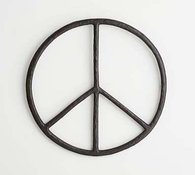 Indoor/Outdoor Bronze Iron Peace Sign | Pottery Barn