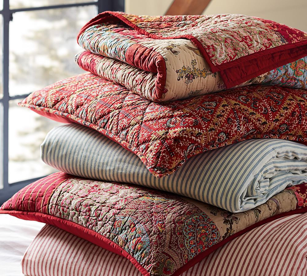 Georgia Patchwork Sham - Red | Pottery Barn