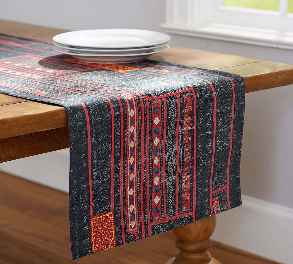 Mia Appliqué Embroidered Table Runner | Pottery Barn