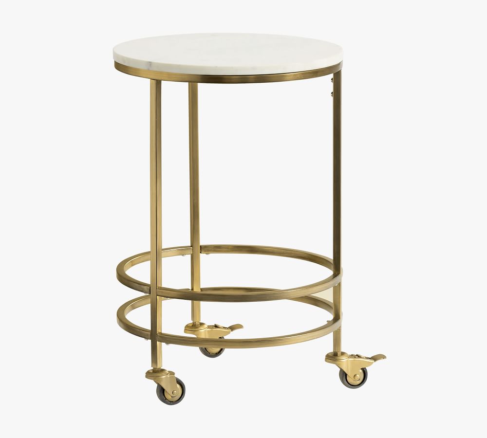Delaney 16" Round Marble Bar Cart | Pottery Barn