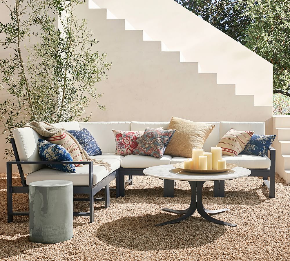 Indio Metal Outdoor Sectional Set, Slate | Pottery Barn