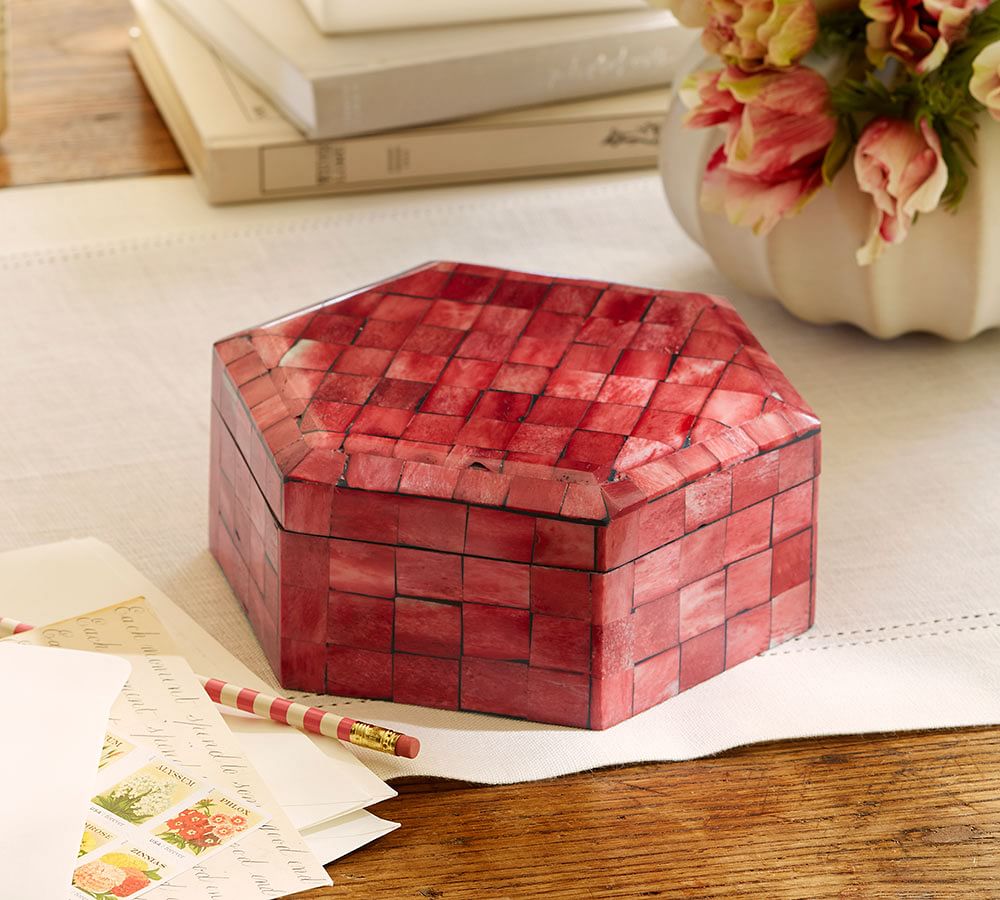 Pink Hexagon Box | Pottery Barn