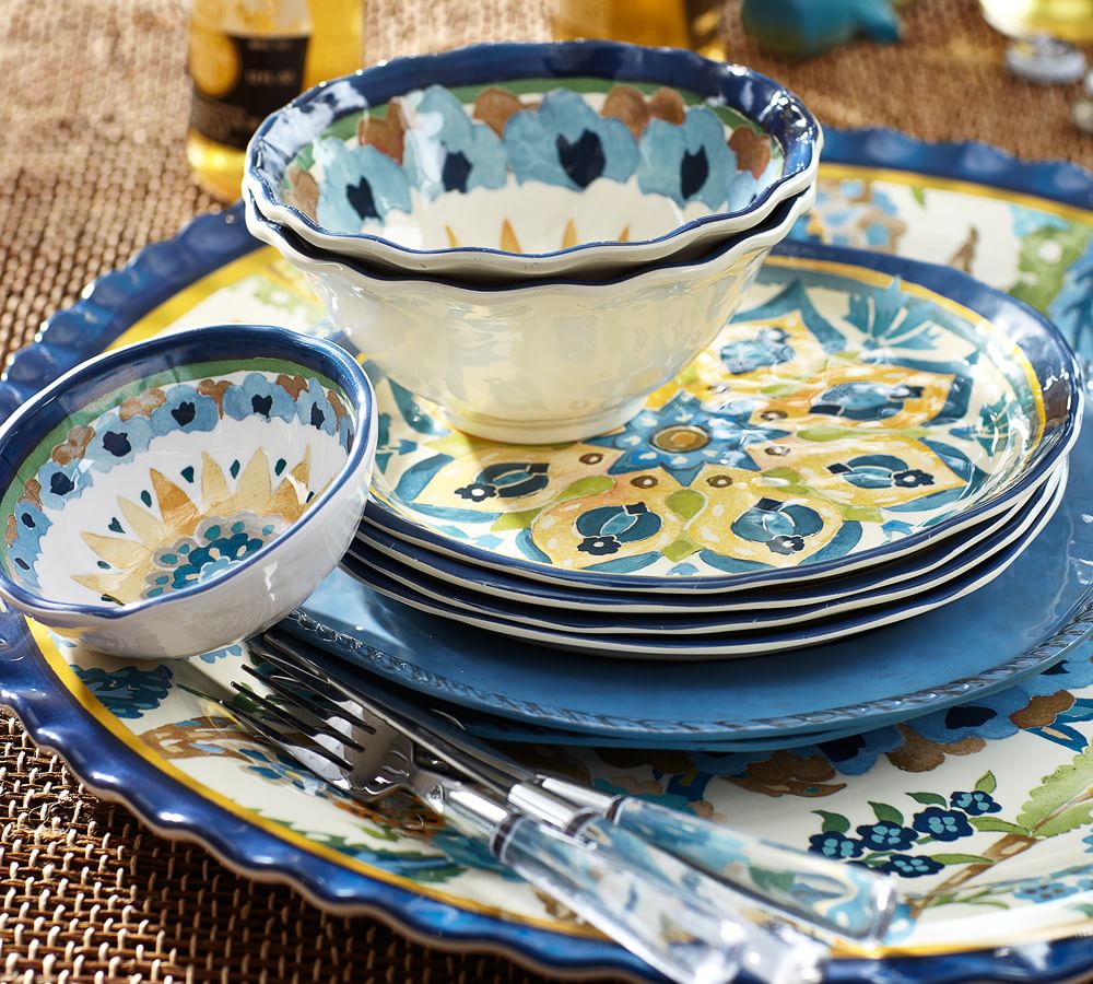 Cabo Melamine Dinnerware, Set of 4 - Blue | Pottery Barn