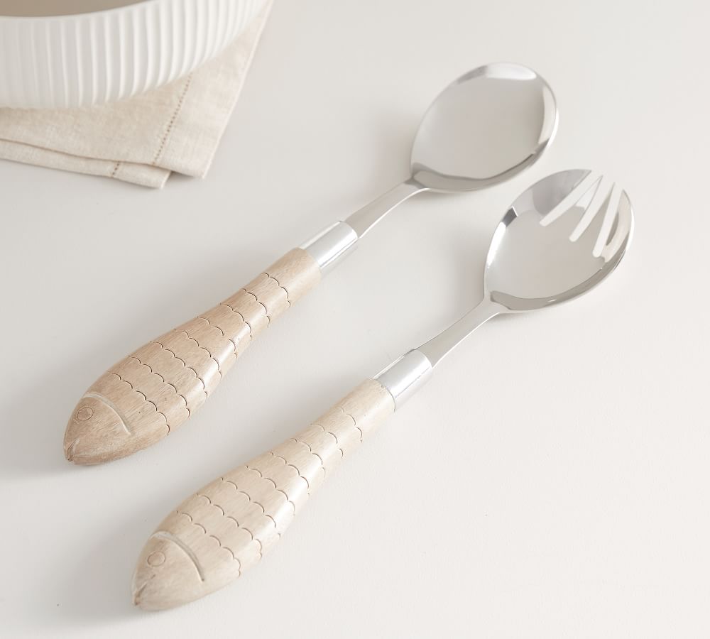 Mango Wood Fish Serving Utensils | Pottery Barn