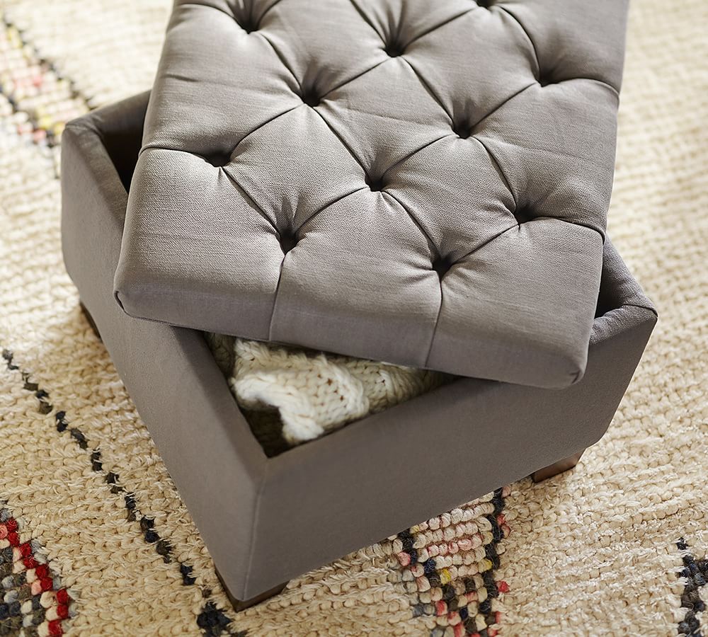 Lorraine Tufted Upholstered Storage Cube | Pottery Barn