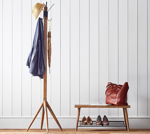 Lucy Mango Wood Shoe Rack with Bench | Pottery Barn