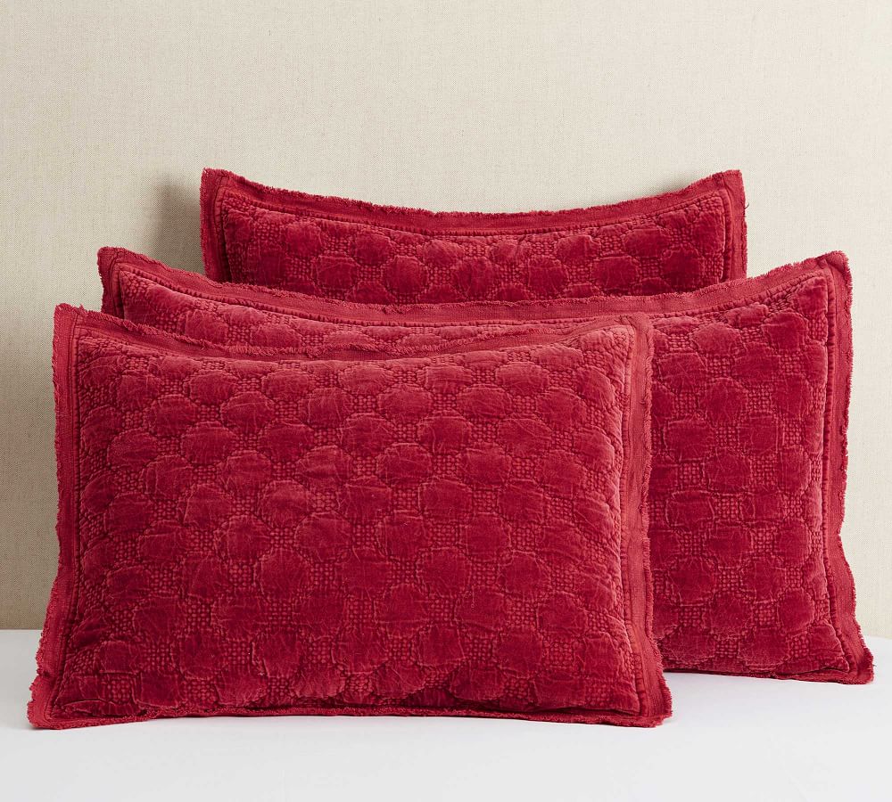 Velvet Lattice Quilted Pillow Shams | Pottery Barn