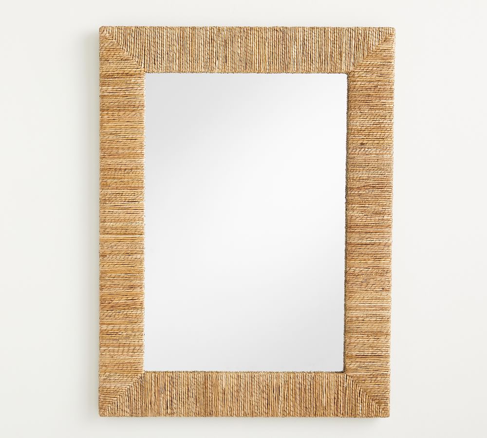 Malibu Handwoven Seagrass Rectangle Mirror - 40"W x 30"H | Pottery Barn