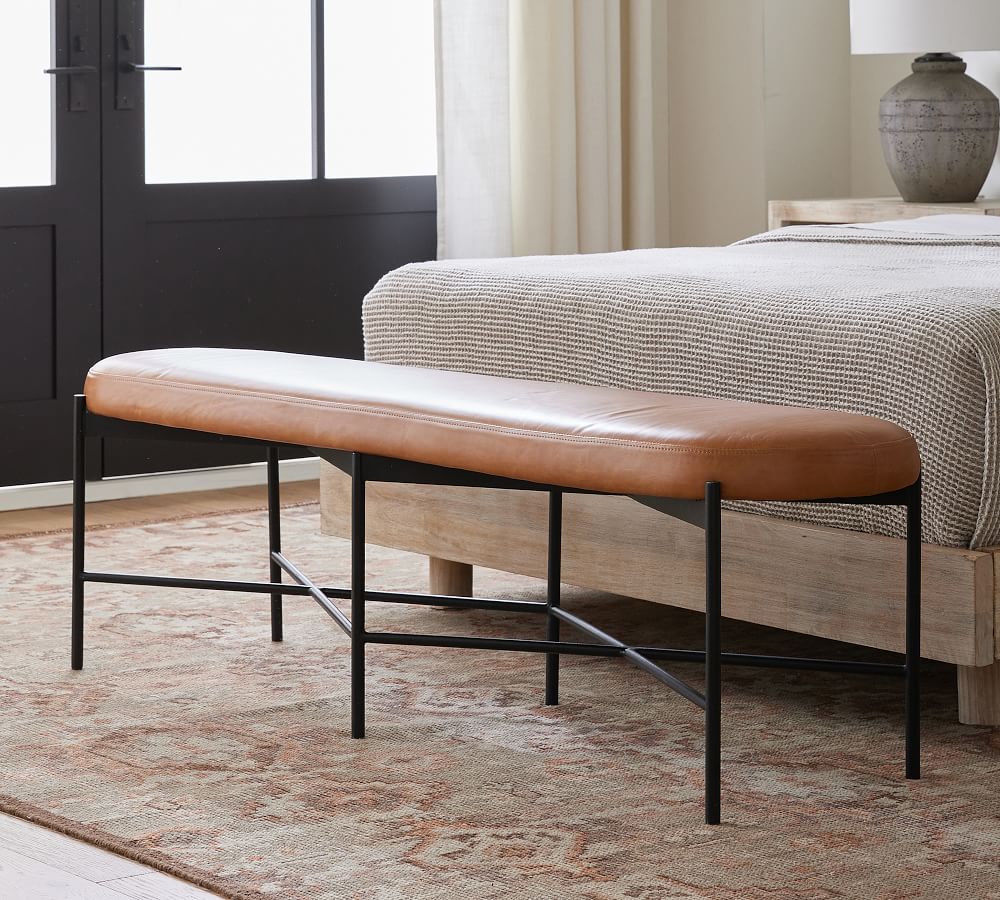 Maison Leather Backless Bench | Pottery Barn