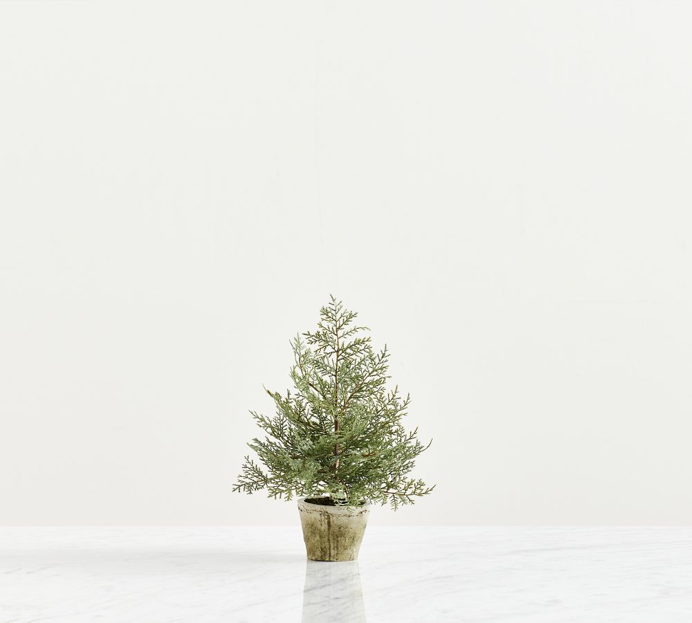 Pre-Lit Faux Potted Cedar Trees | Pottery Barn