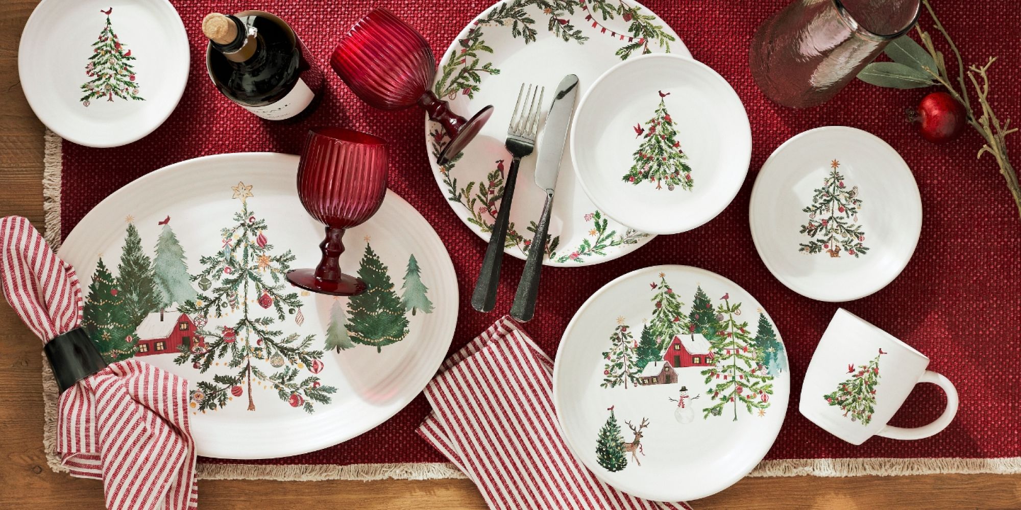 Christmas in the Country Scenery Stoneware Salad Plates - Set of 4 ...