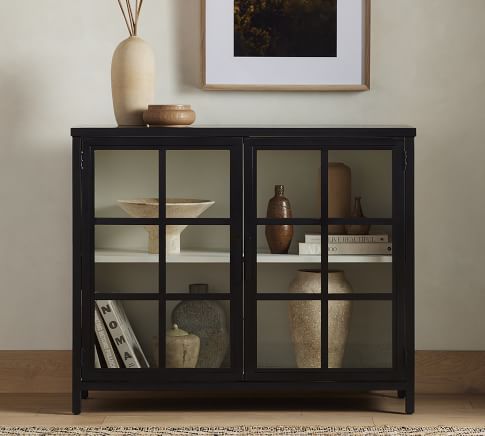 Maverick Media Console with Glass Cabinets | Pottery Barn