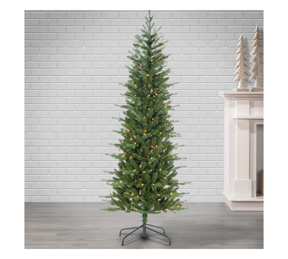 Pre-Lit Faux Natural Cut Narrow Dover Pine Tree | Pottery Barn