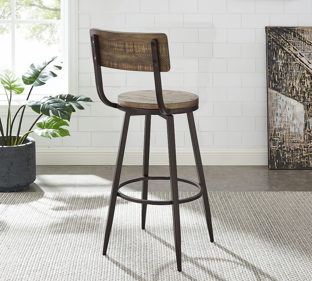 Arnold Reclaimed Wood Swivel Bar & Counter Stools | Pottery Barn