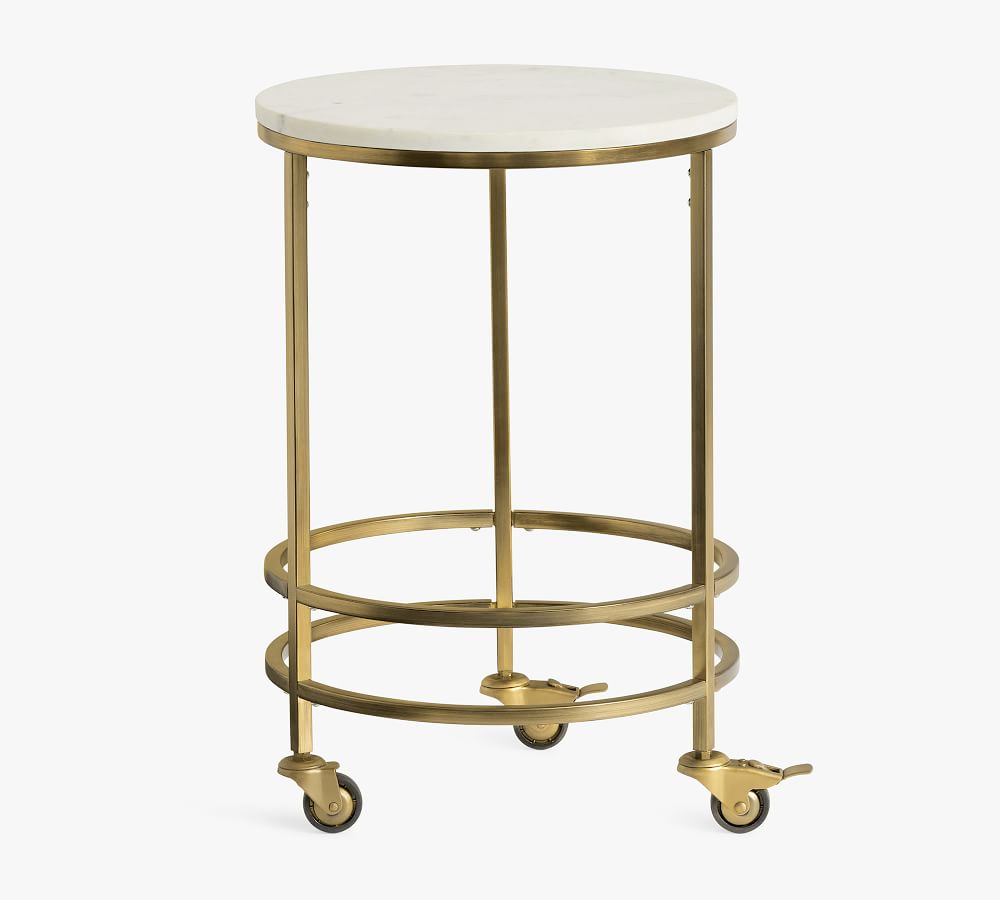 Delaney 16" Round Marble Bar Cart | Pottery Barn