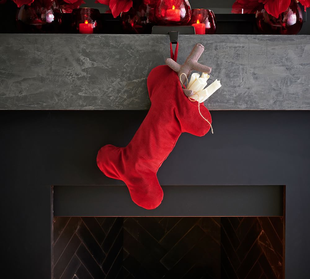 Classic Velvet Bone Pet Stocking | Pottery Barn