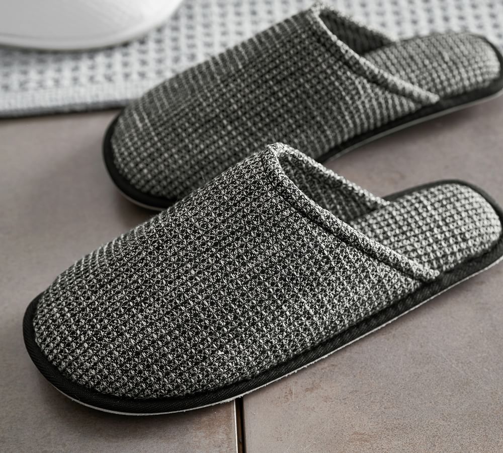 Belgian Flax Linen Waffle Slippers | Pottery Barn