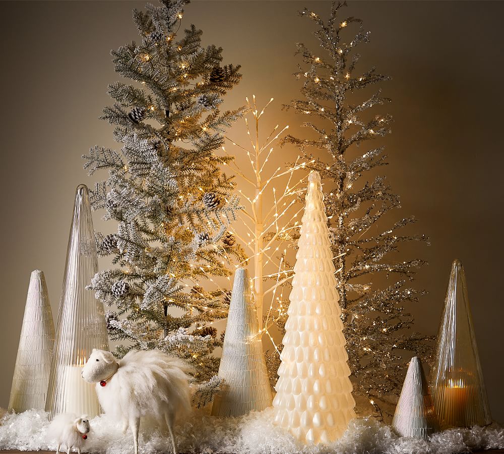 Pre-Lit Snowy Crystal Trees | Pottery Barn