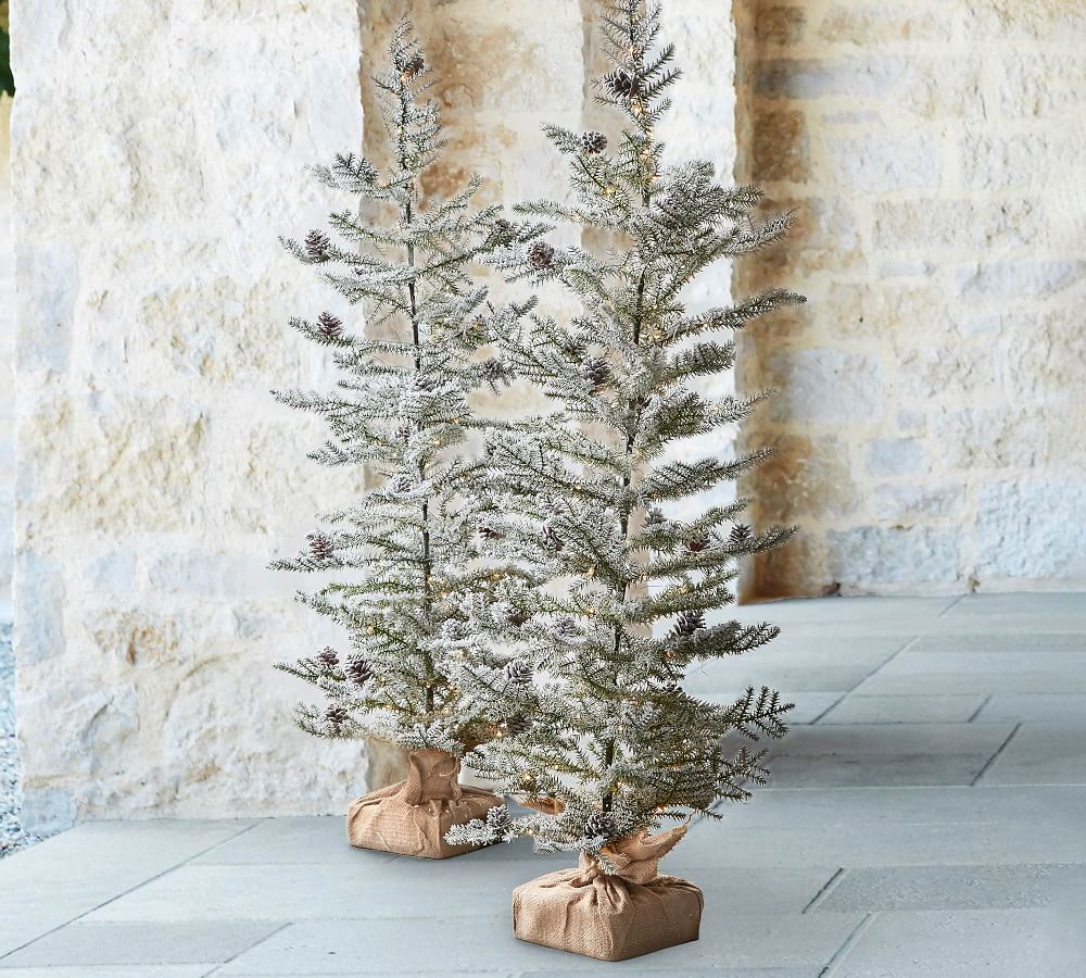 Pre-Lit Faux Snowy Pine Trees | Pottery Barn