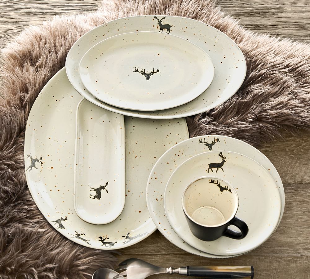Rustic Reindeer Terracotta Dinnerware Collection | Pottery Barn