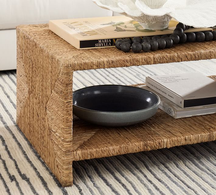 Malibu Rectangular Woven Coffee Table | Pottery Barn