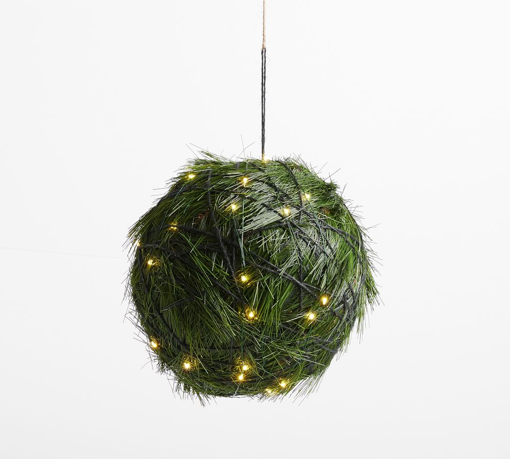 Light Up Faux Evergreen Spheres - Set of 2 | Pottery Barn