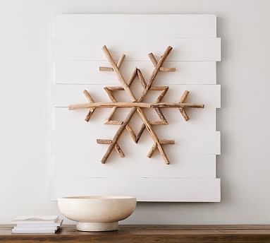 Planked Wood Snowflake Wall Art | Pottery Barn