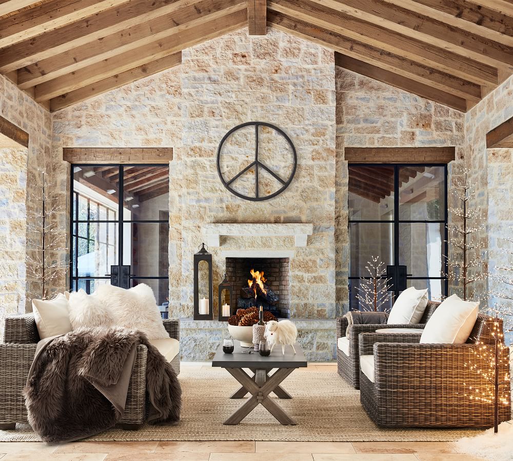 Indoor/Outdoor Bronze Iron Peace Sign | Pottery Barn