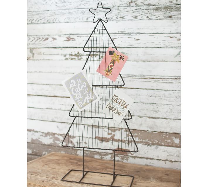 Christmas Tree Shaped Metal Card Holder | Pottery Barn