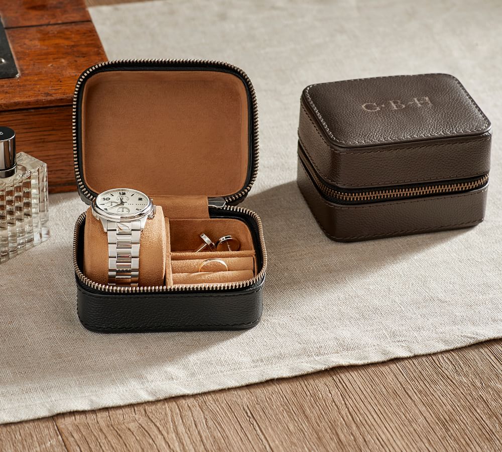 Grant Leather Travel Zip Box | Pottery Barn
